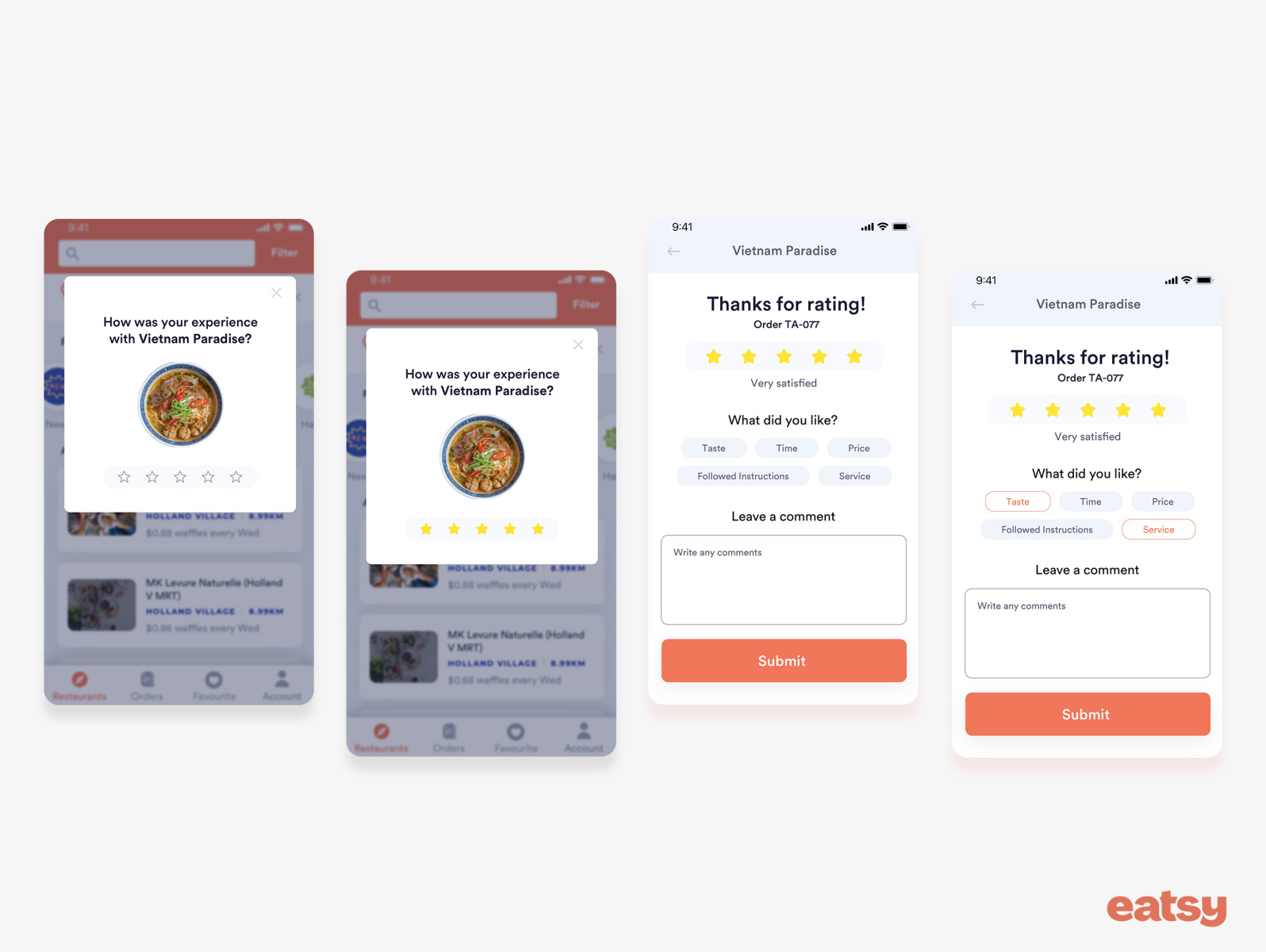 Restaurant rating in a food ordering app by Constance Montcoudiol on ...