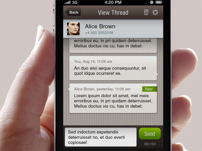 Message Thread View by Jane Portman on Dribbble
