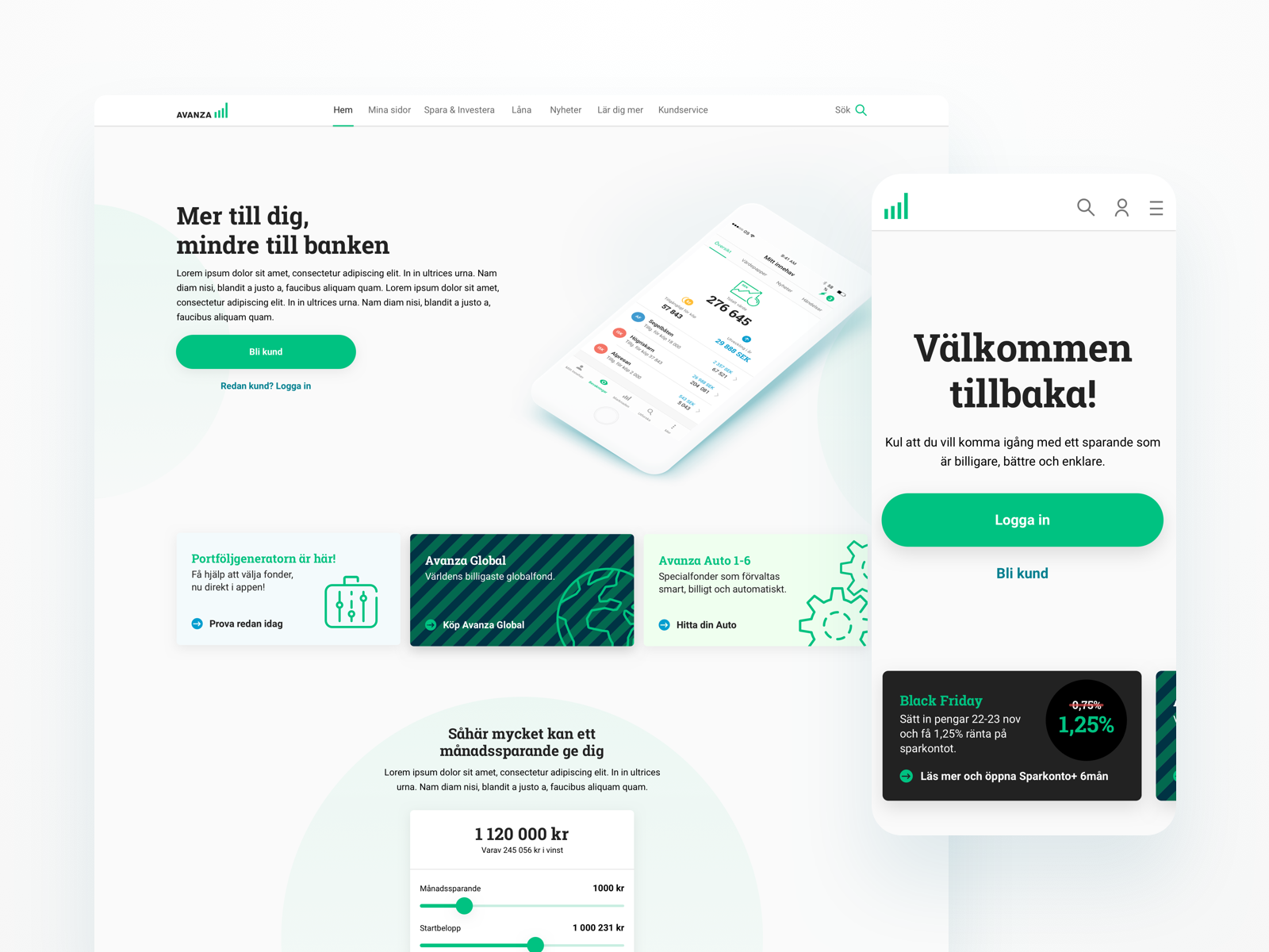 Avanza Landing Page by Mikael Ståhl for Avanza on Dribbble