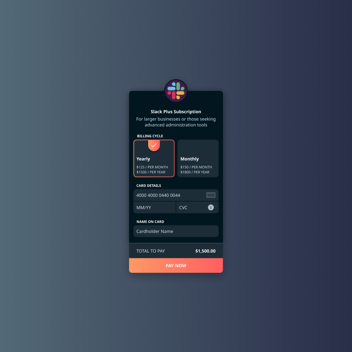 Dark Checkout Form by Nick on Dribbble