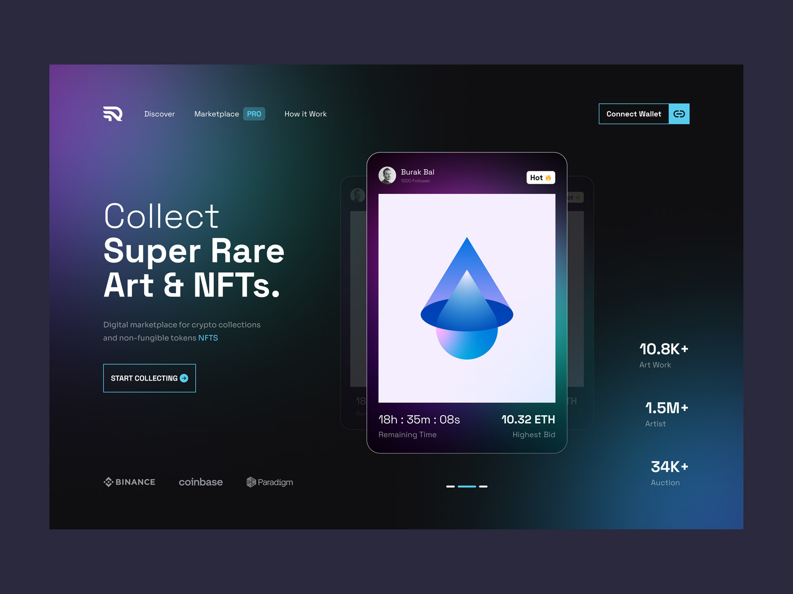 NFT Marketplace Header by Burak Bal for Elbu Studio on Dribbble