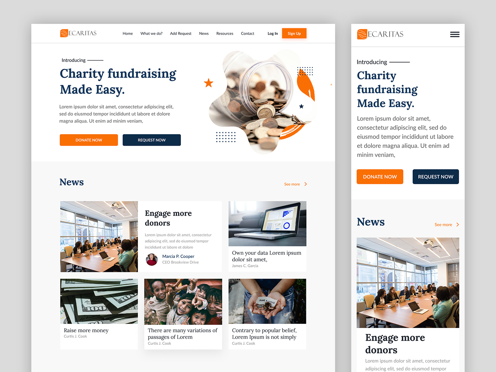 Donation Site Landing Page And Mobile App Design UI by Satish Walde on ...