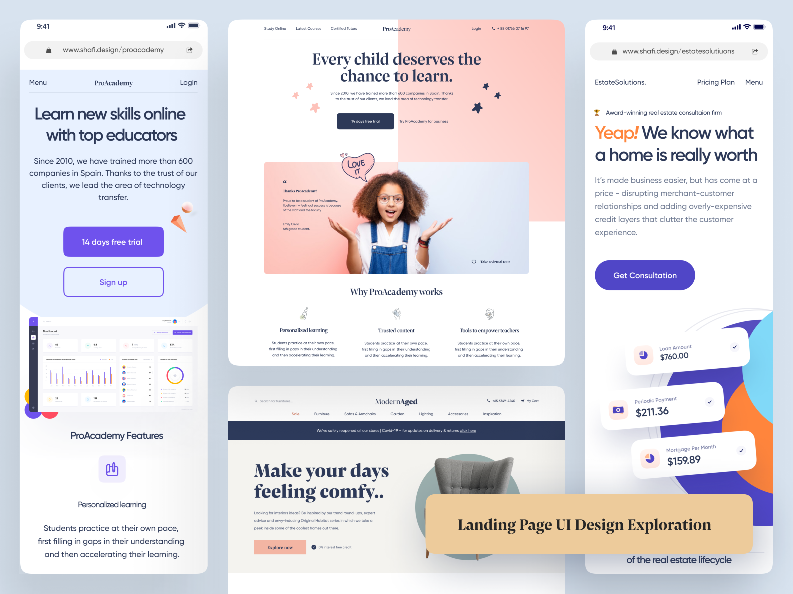 Landing Page UI Design Exploration by Shafiuddin Ahmed on Dribbble