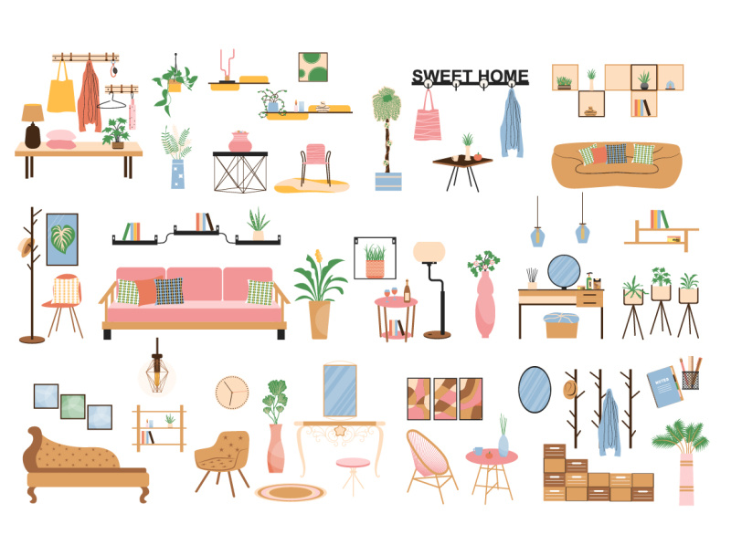 Interior and Decor Set by alexdndz on Dribbble