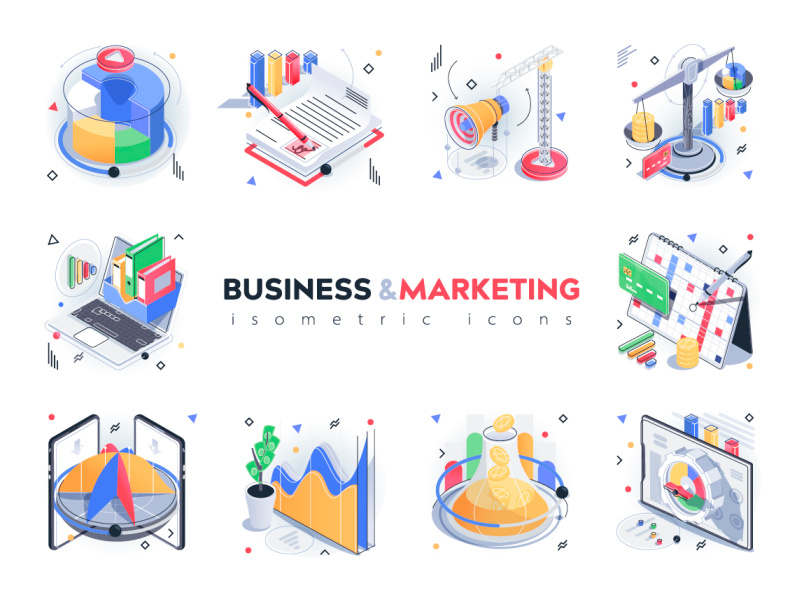 Business Isometric 3D Icons by alexdndz on Dribbble