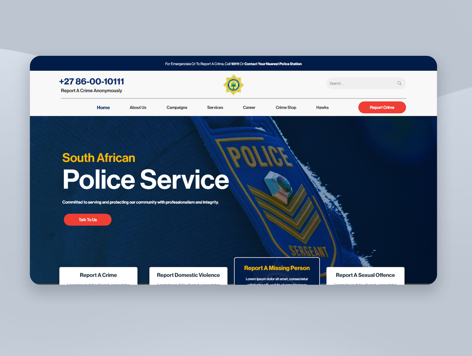 South African Police Website Concept by Kreative Gush on Dribbble