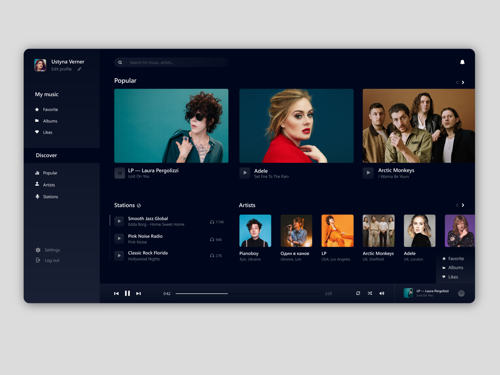 Music desktop app by Dinara Kelyamova on Dribbble