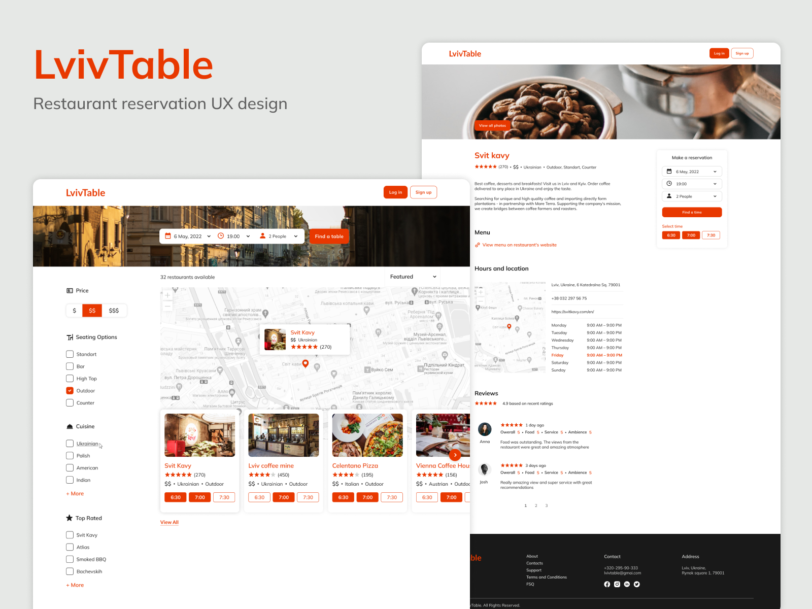 Restaurant reservation design by Dinara Kelyamova on Dribbble