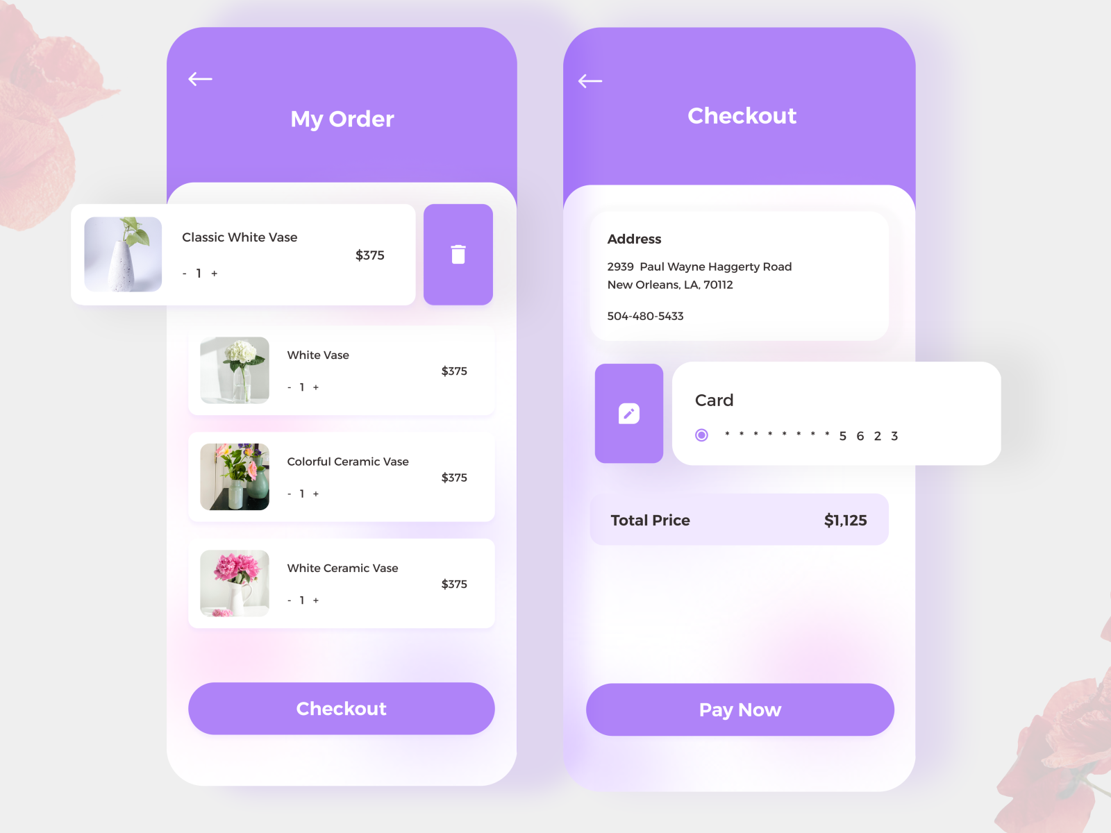 Home Decoration app Checkout Screens by Aminul Islam Rana on Dribbble
