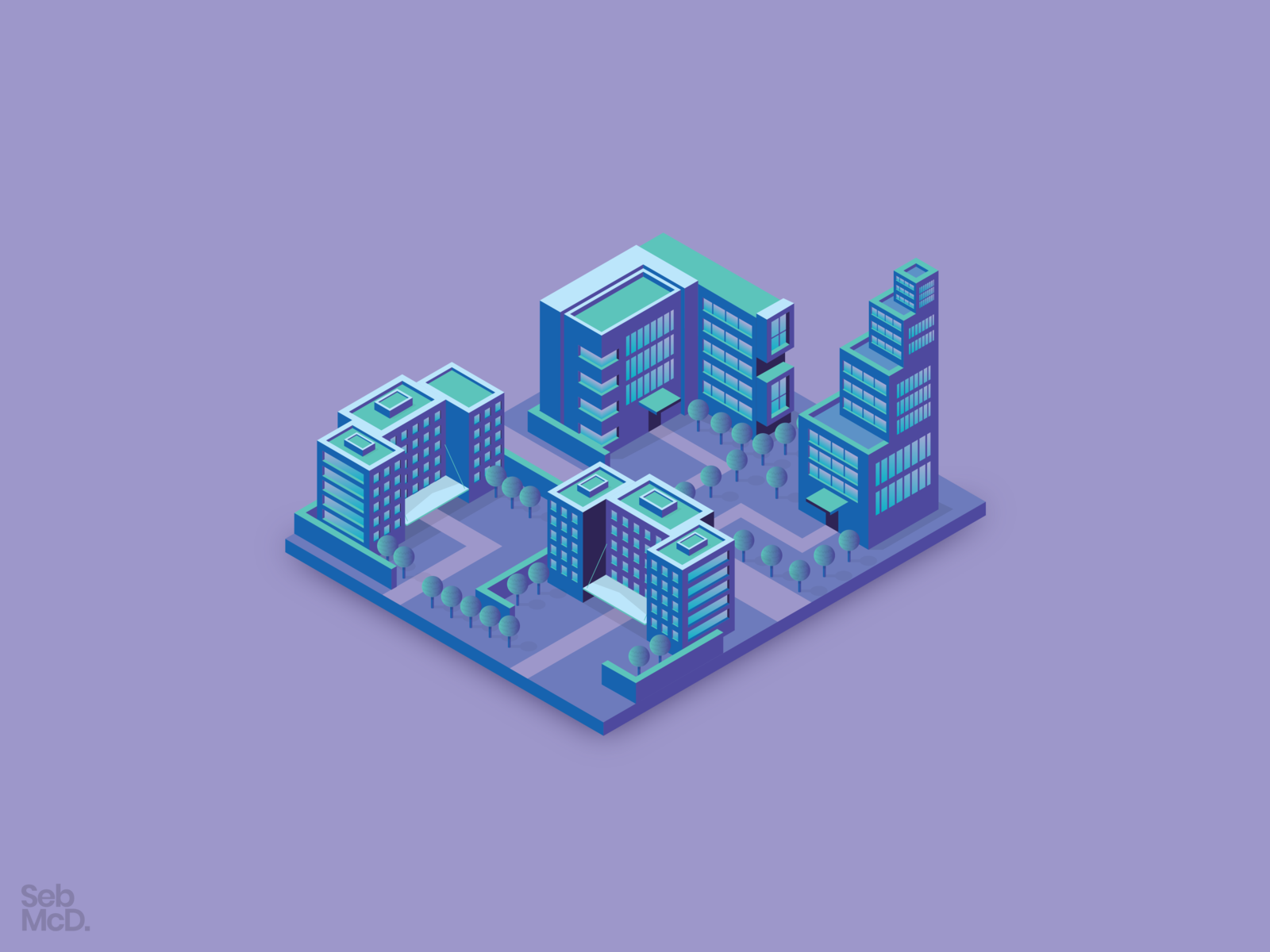 Isometric Buildings by Seb McDonald on Dribbble