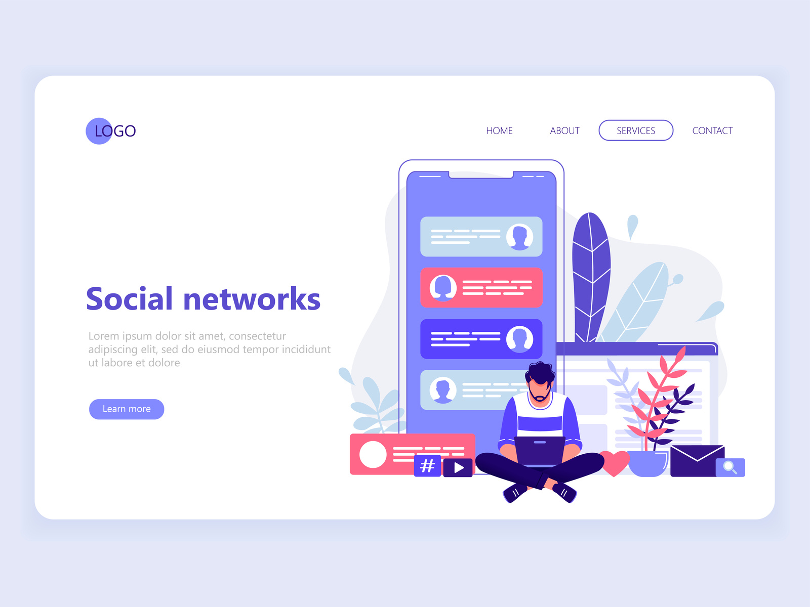 Social networks web page by Liliia on Dribbble