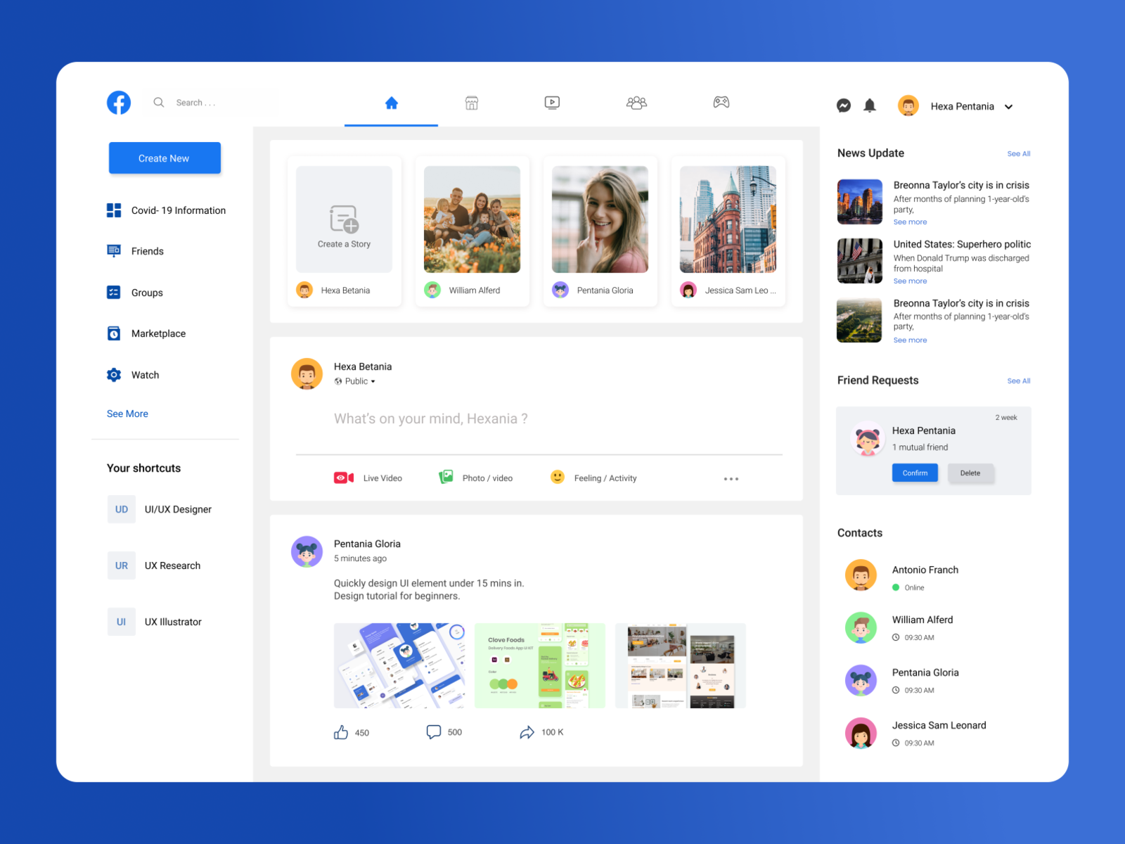 Redesign Facebook Website Page by Niken Rosiana on Dribbble
