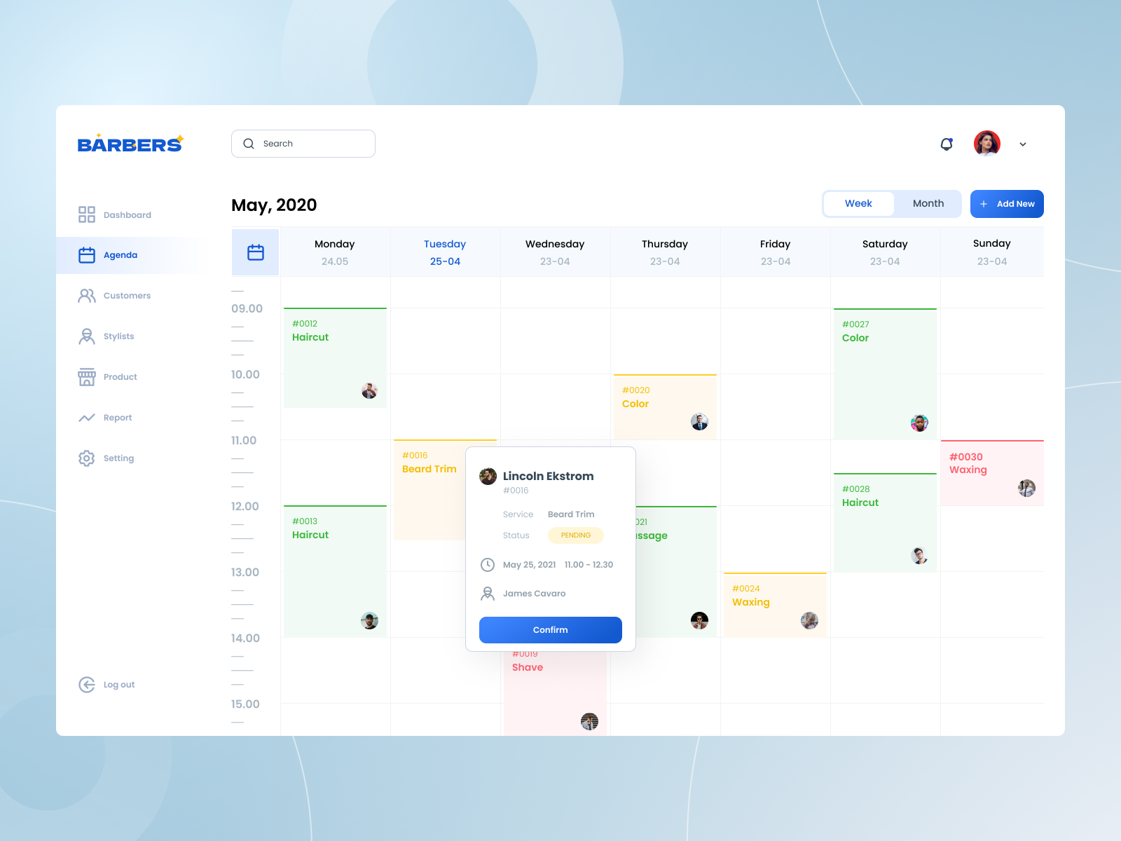 Barbers - Dashboard - Agenda by Agensip UI UX Agency on Dribbble
