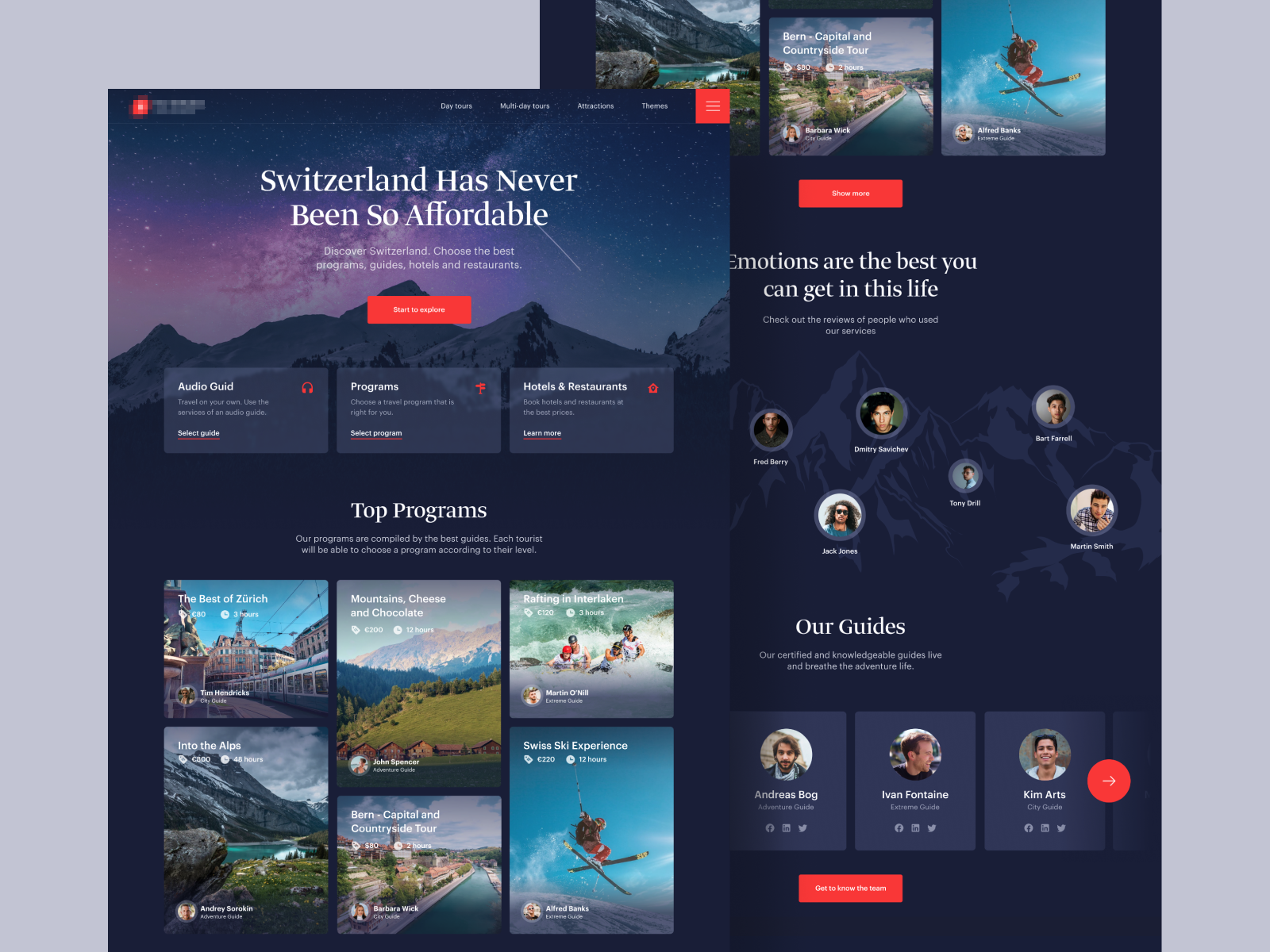 Tourist web site design: landing page home page ui by Ramotion on Dribbble