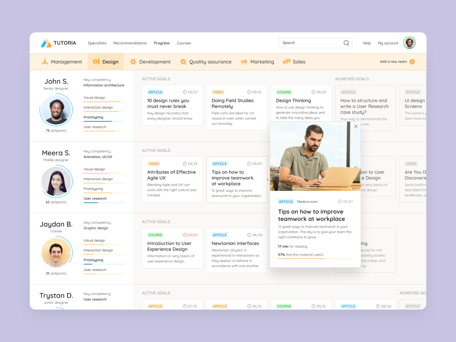Staff Education Dashboard by Ramotion on Dribbble