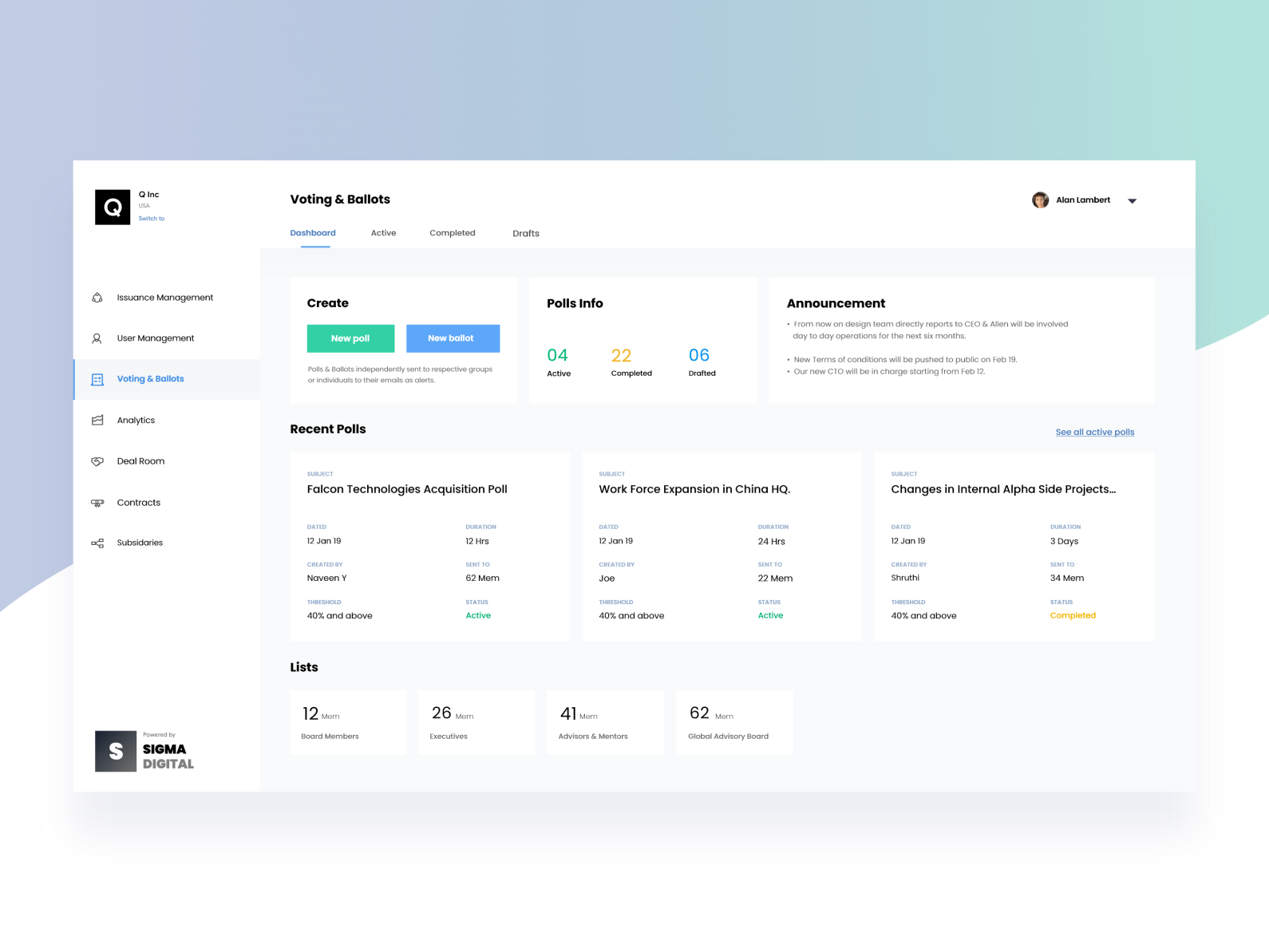 Analytics Dashboard Concept - Sigma Digital | Q Inc by Naveen ...