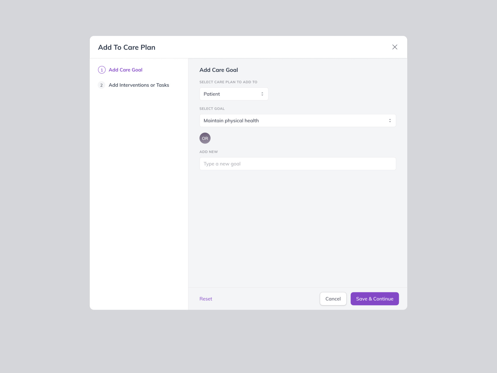 Add Goal/Task/Intervention - Care Plan by Sam on Dribbble