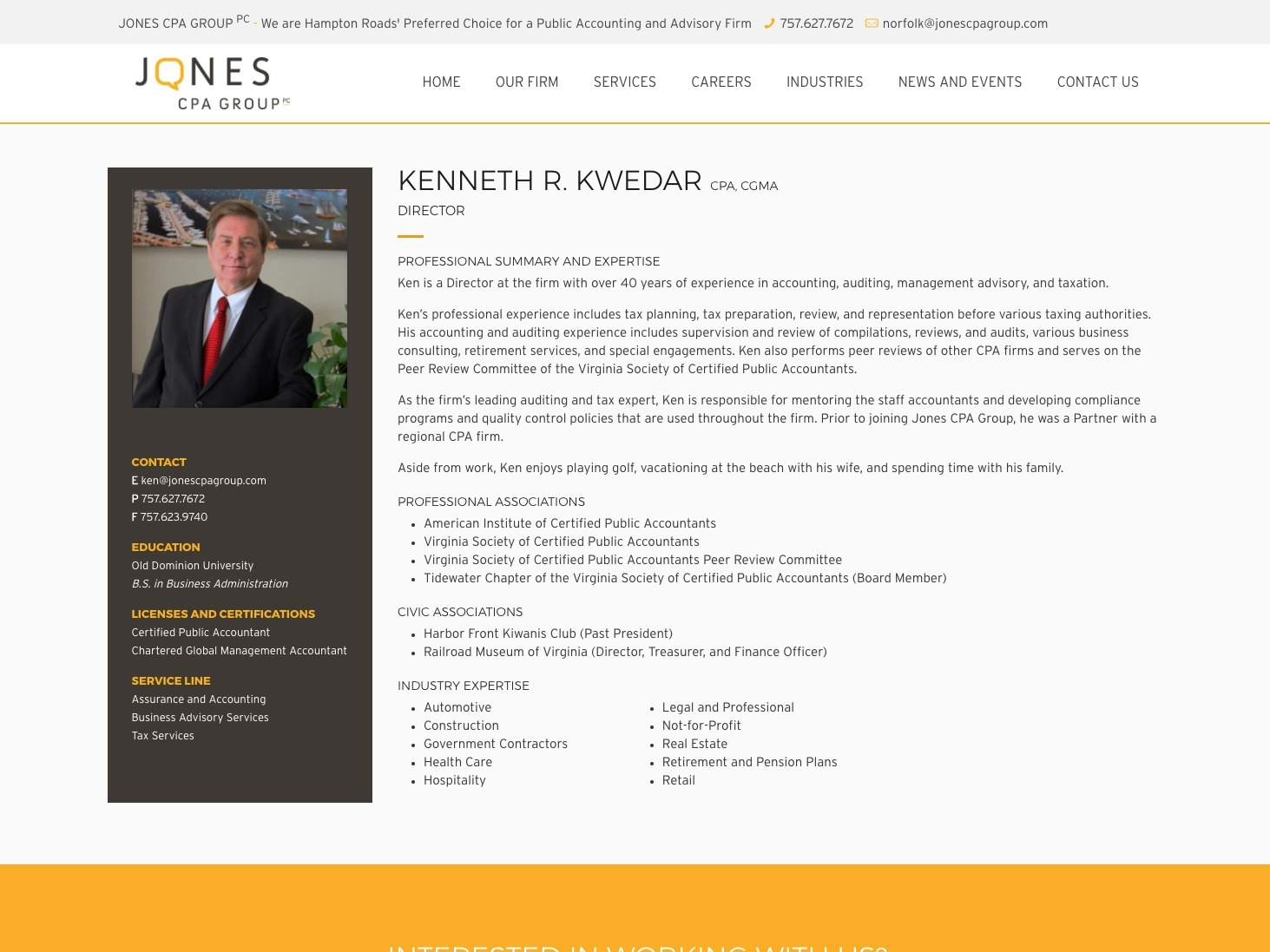 Jones CPA Group Bio Page by Serkan Yildirimturk on Dribbble