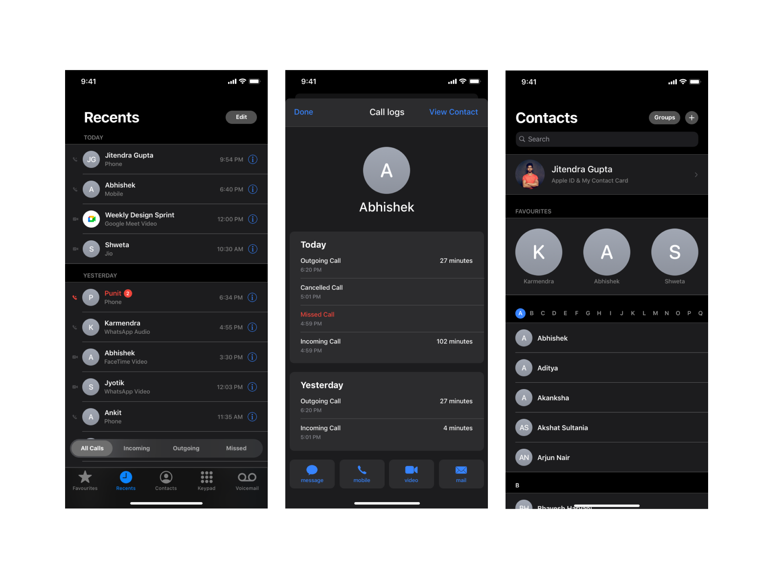 iOS Phone & Contact app concept redesign by Jitendra Gupta on Dribbble