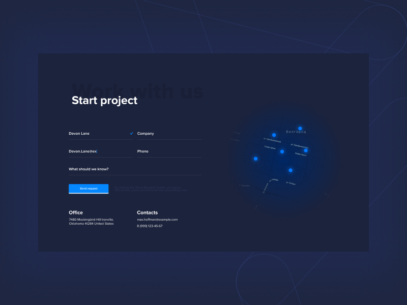 Contact us form digital agency by Sergey Mayakovsky on Dribbble