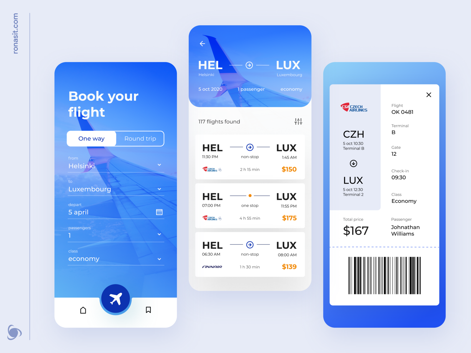 Ticket Booking App Design Concept by Dmitry Lauretsky for Ronas IT | UI ...