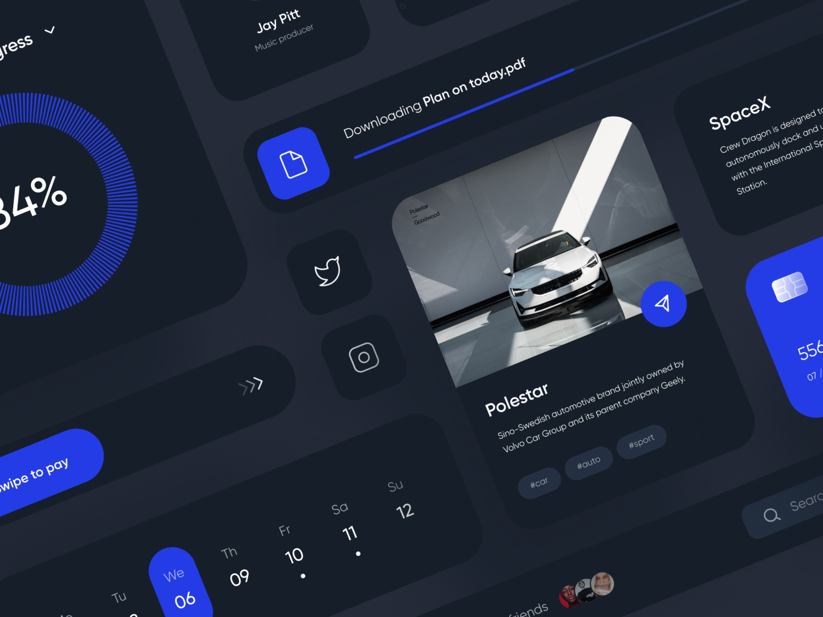 Dark Theme UI Elements Design by Dmitry Lauretsky for Ronas IT | UI/UX ...