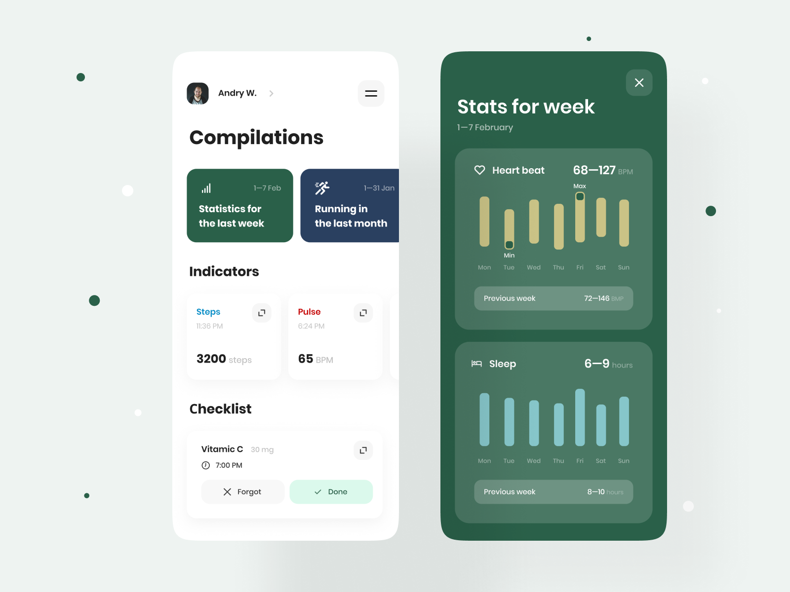 Health Activity Tracker App by Dmitry Lauretsky for Ronas IT | UI/UX ...