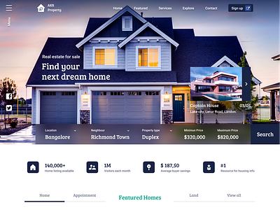 Real Estate Website template design by Audin Rushow on Dribbble