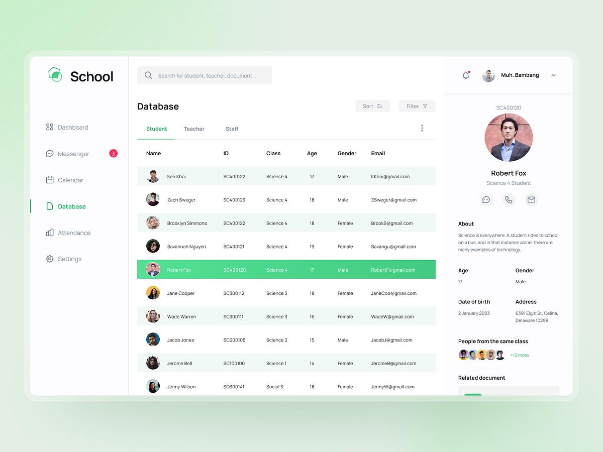 School Admin - Dashboard - Database by Muhammad Zaki Alzikri for ...