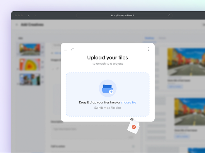 Drag and drop file uploader by Maksym Kobets for MGID on Dribbble