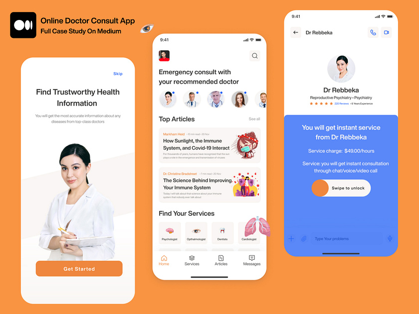 Online Doctor Consult - UI/UX Case Study by Zesan h. on Dribbble