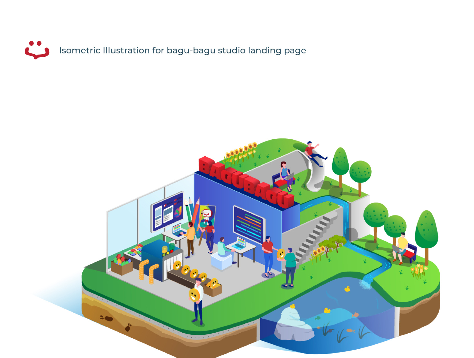 Bagu-bagu Isometric Illustration by Panji Maret Diyono on Dribbble