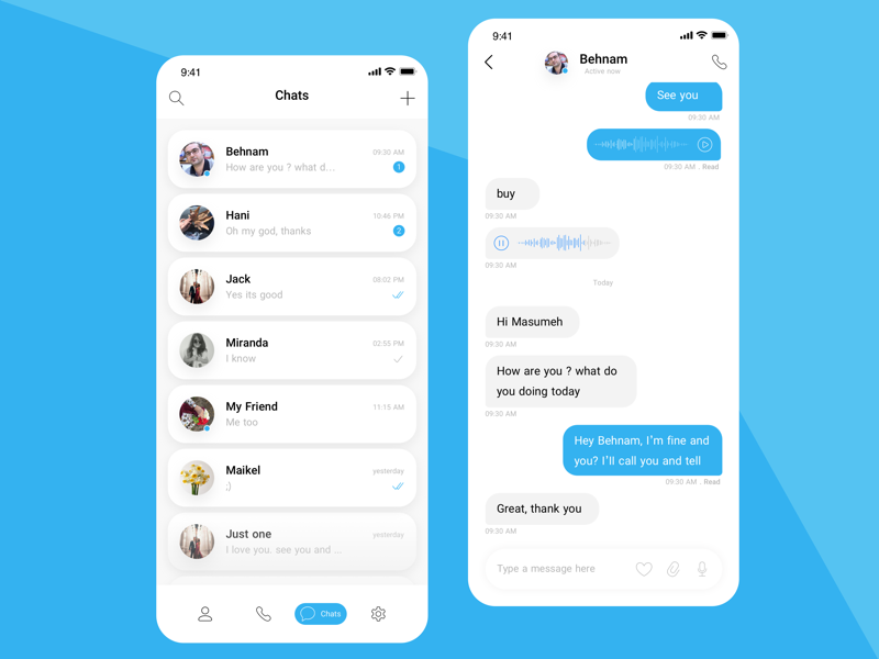 Messages App by Masoumeh Masoumi on Dribbble