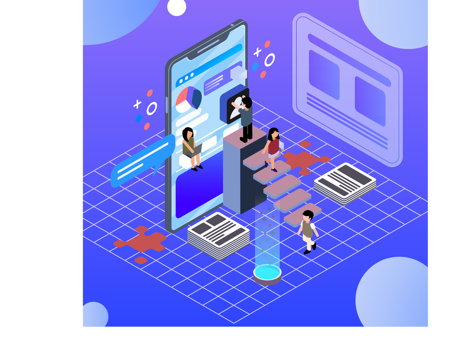 isometric-infographic-with-charts-people by Ashraful Haque on Dribbble