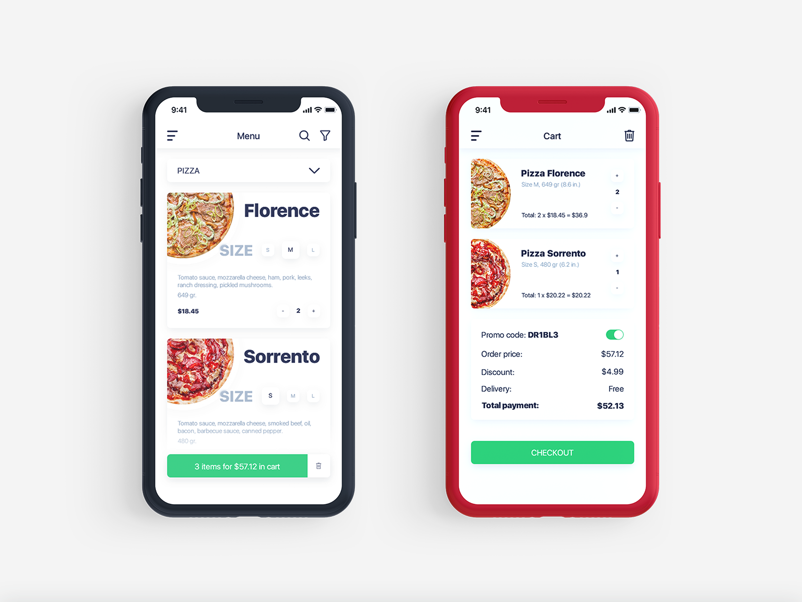 Pizza order design by Andrew Tsvetkov on Dribbble