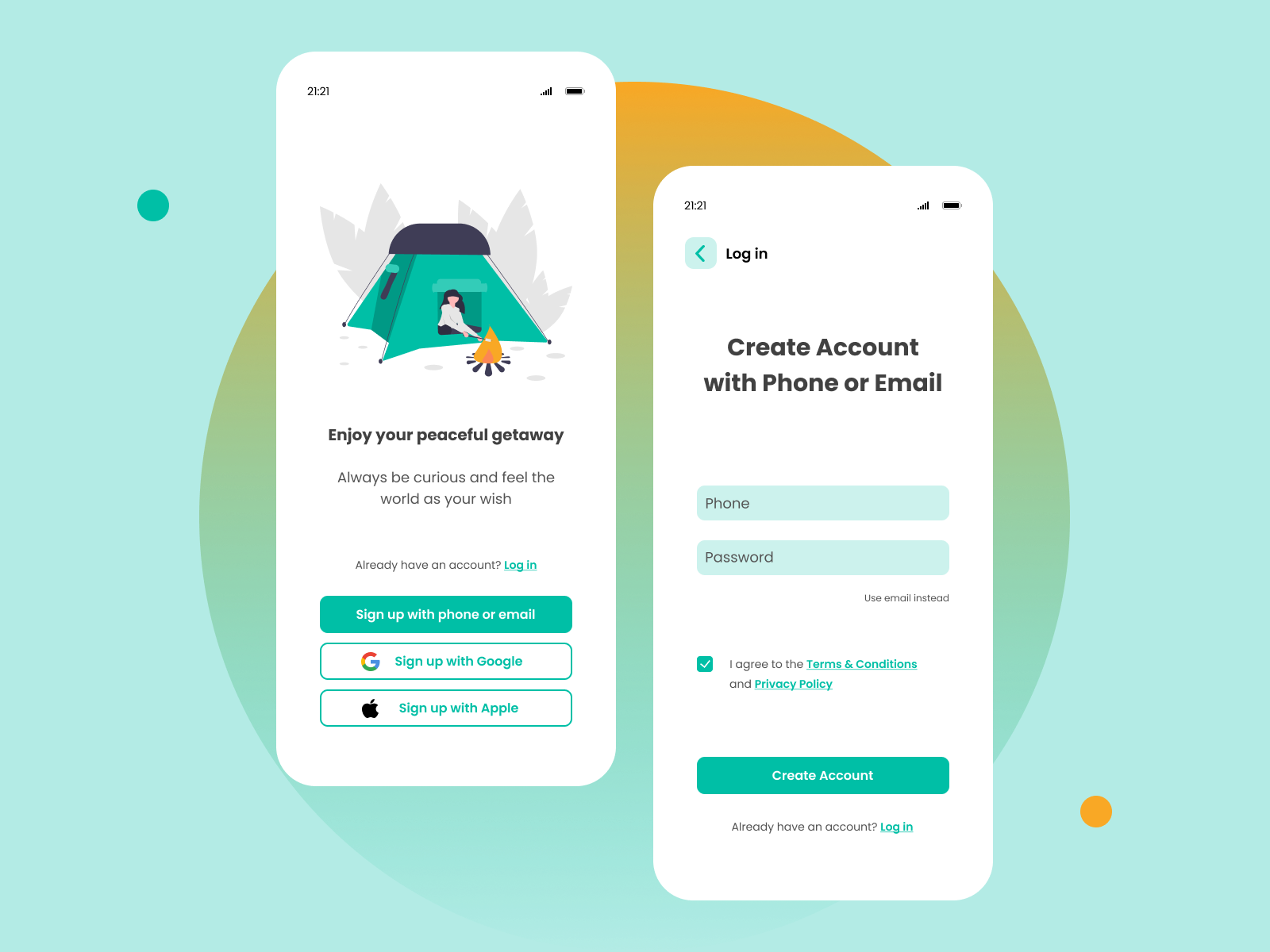 DailyUI-001 Sign up page-Camping APP by Patrick Pi on Dribbble