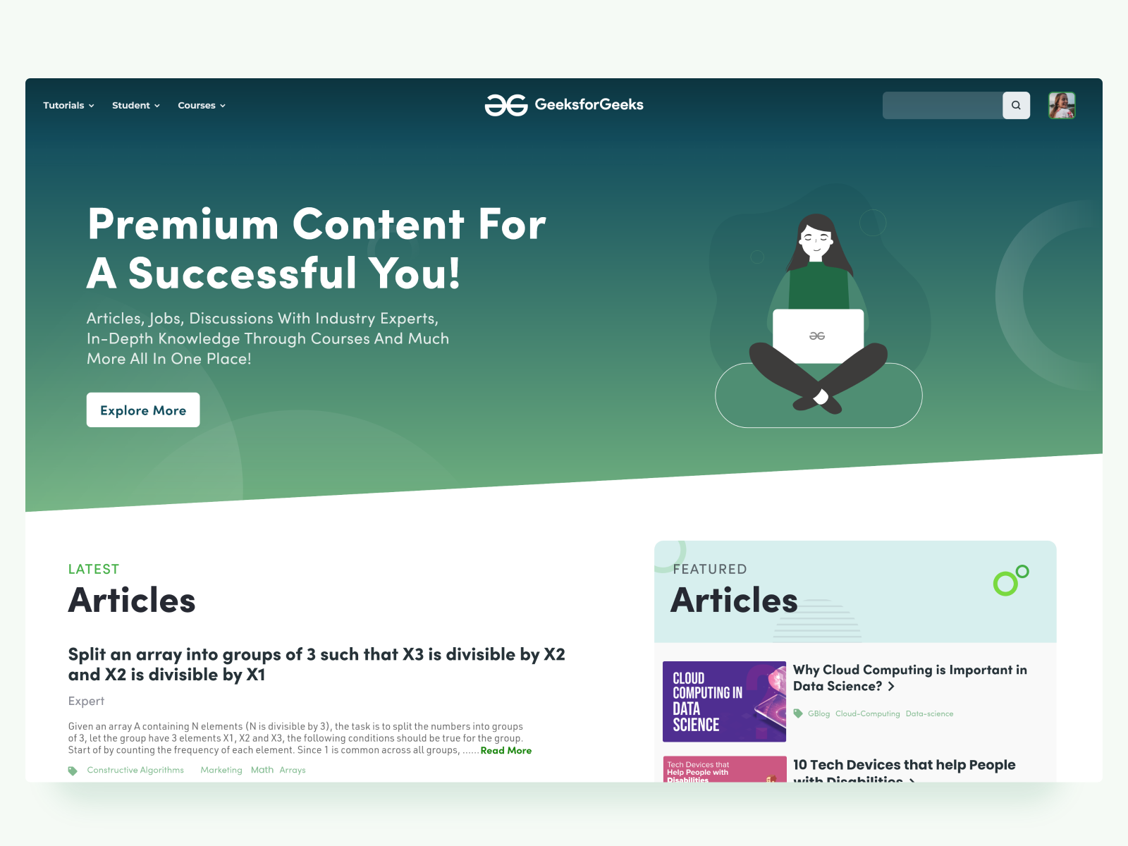 Geeksforgeeks Premium Homepage By Kashish Mehta On Dribbble 