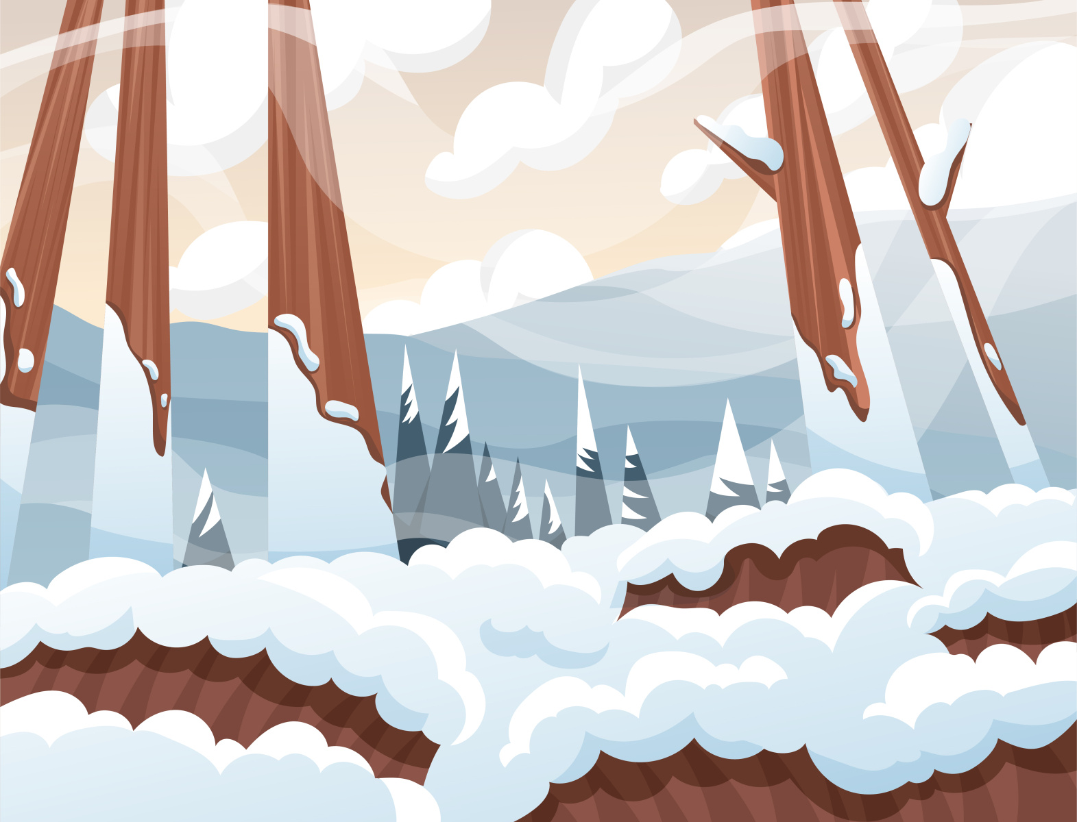 Vector winter forest landscape by Ekaterina Okuneva on Dribbble