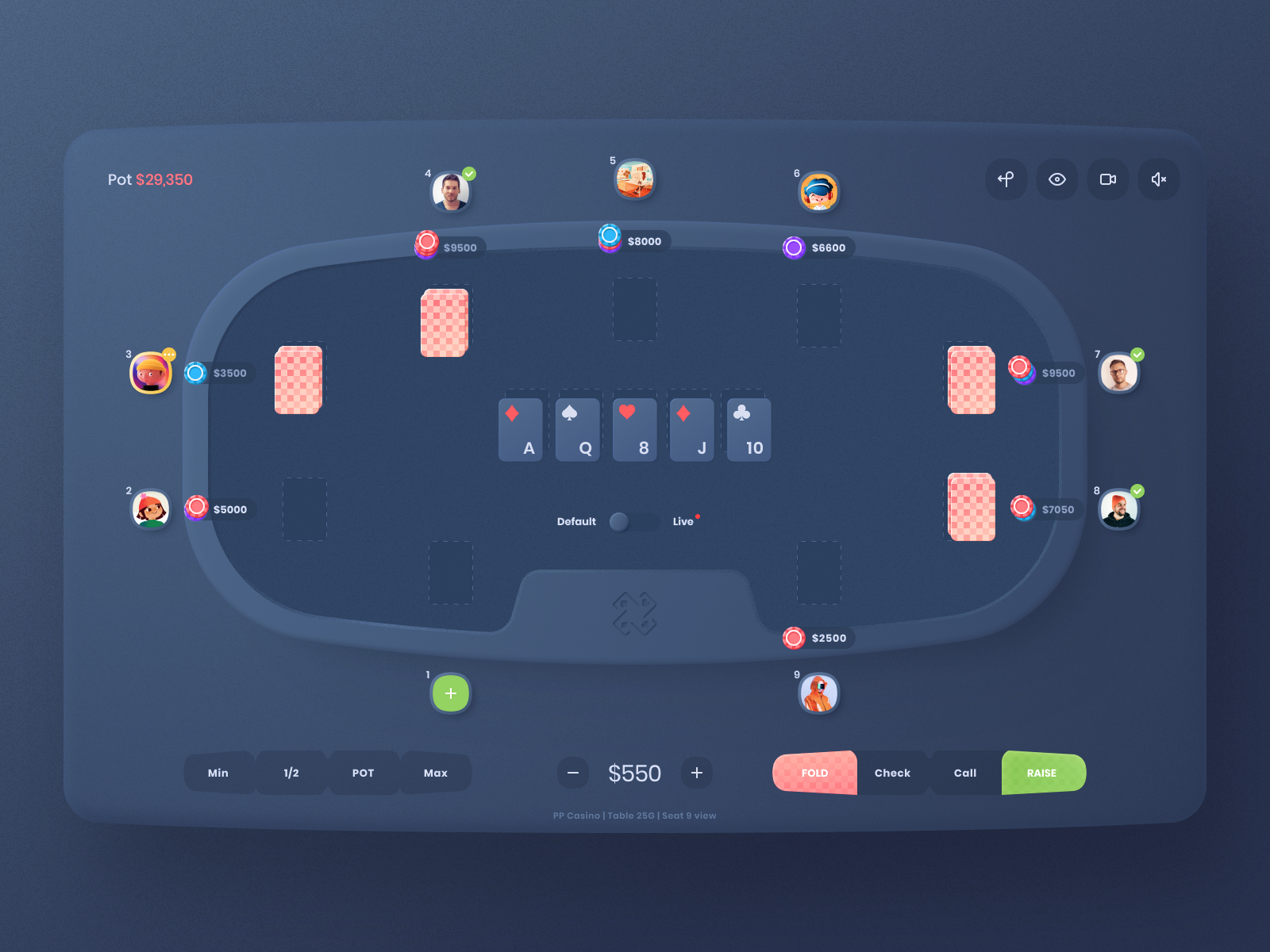 Poker crypto game UI by uixNinja on Dribbble