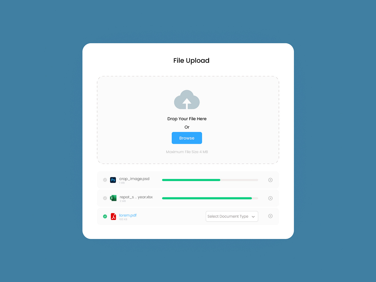 File Upload UI by eLabZen on Dribbble
