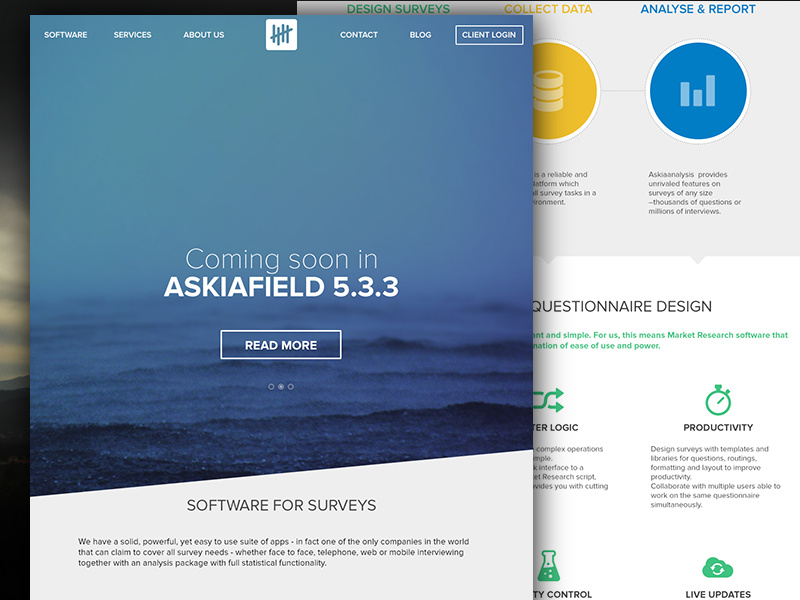 Survey software website -first comps by Paul Nevin on Dribbble
