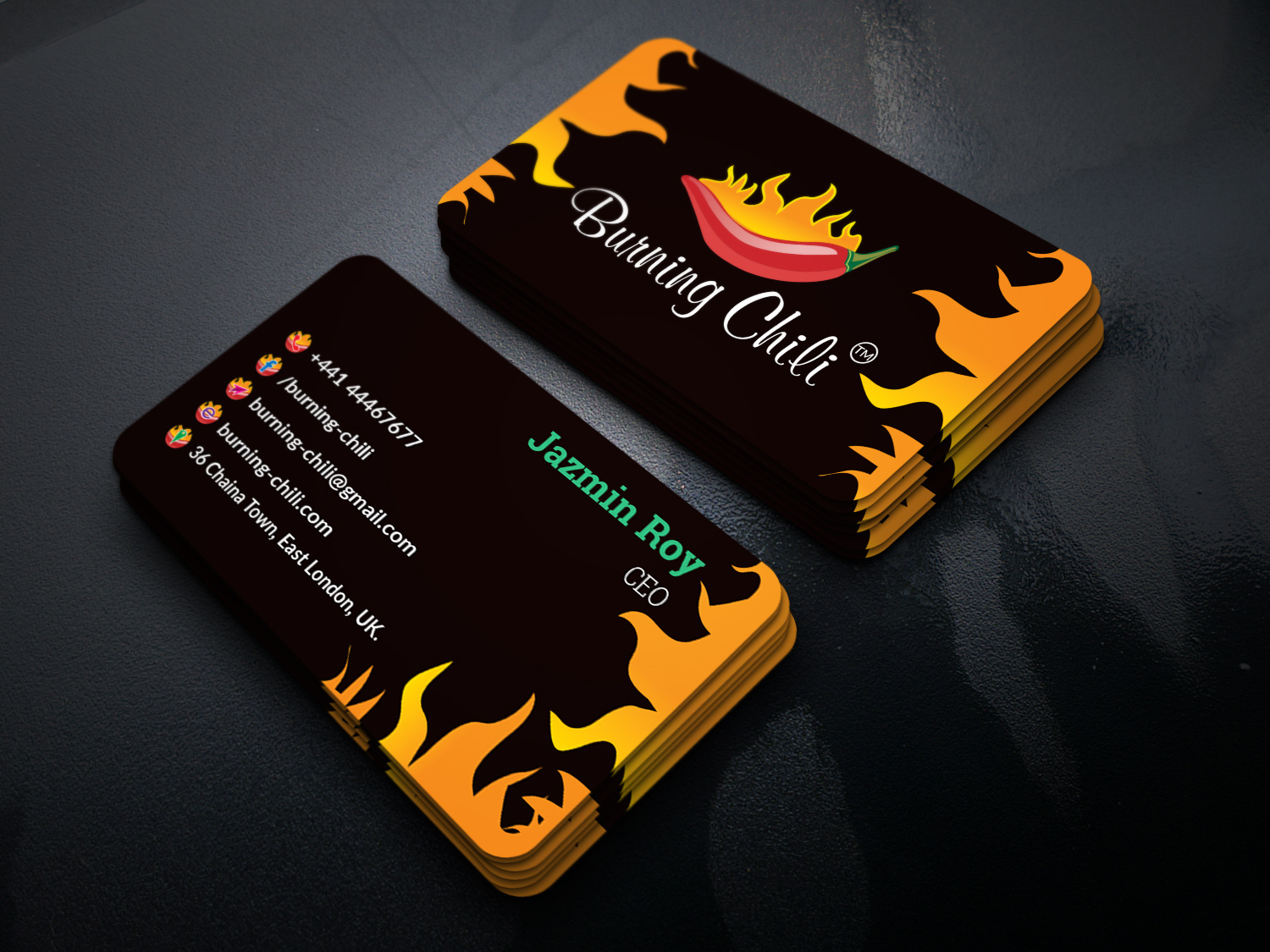 Burning Chilli Business card by Gourab Roy on Dribbble