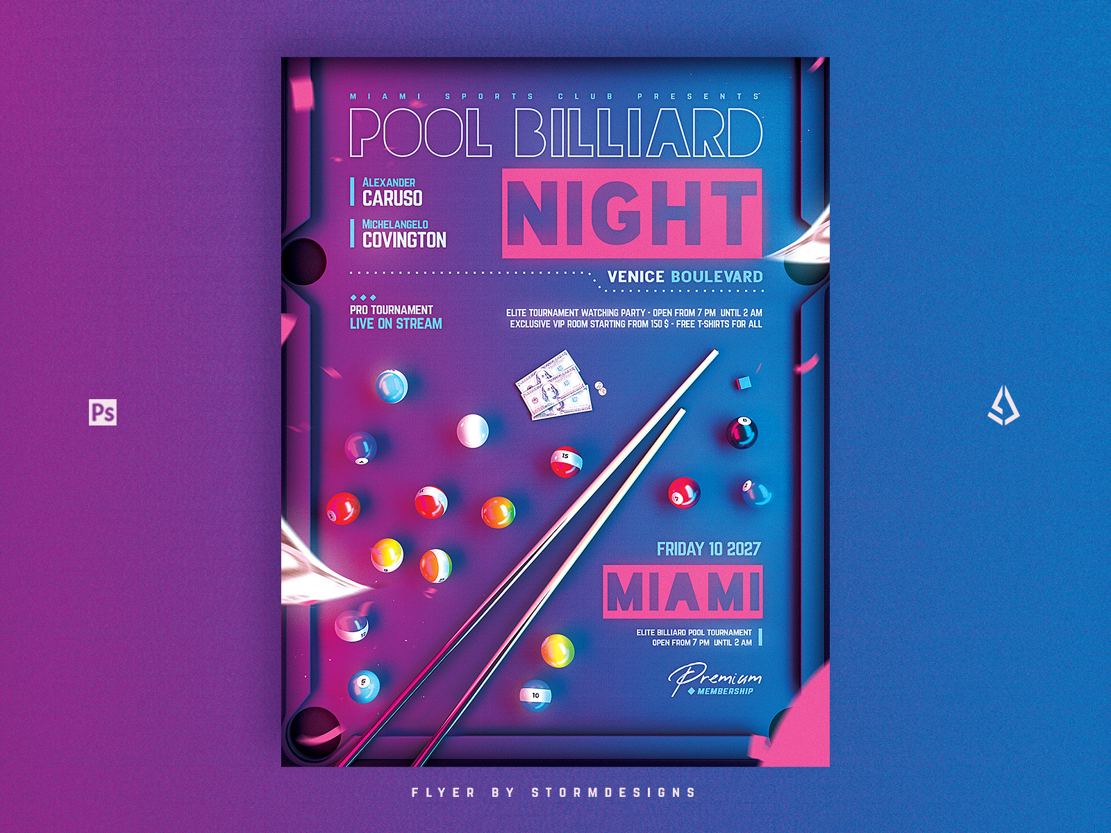 Pool Billiard Flyer 8 Ball Design Template by Storm Designs on Dribbble