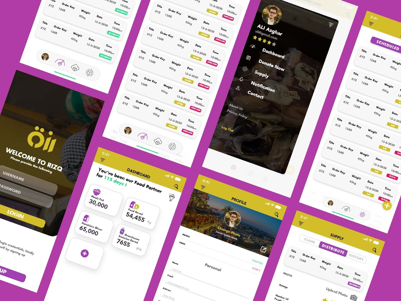 Rizq (FOOD PHILANTHROPY Mobile App UI design) by kashif Iqbal on Dribbble