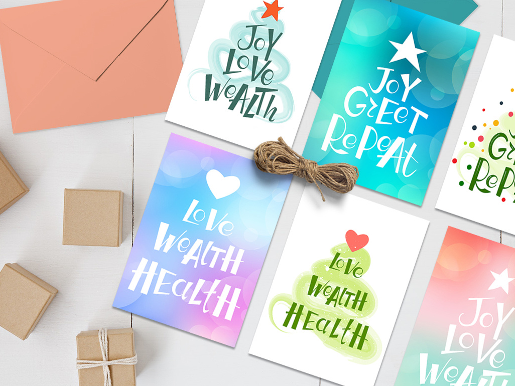 Lettering Christmas cards set by Olga Koelsch on Dribbble