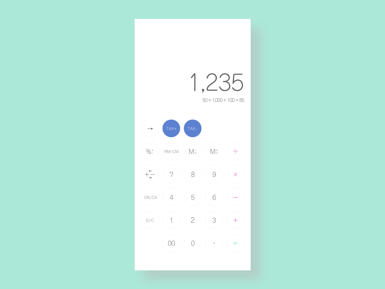 Daily UI 004 : Calculator by Hitomi Nabeno on Dribbble