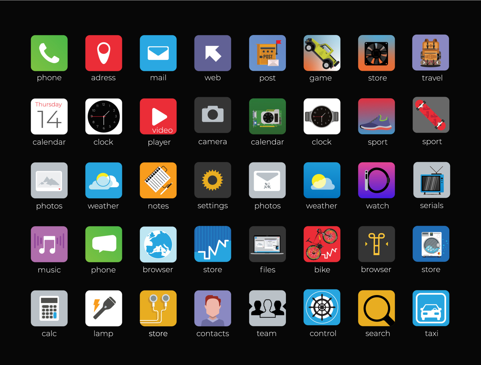 mobile aplication, mobile app icons by Bluepentool 2 on Dribbble