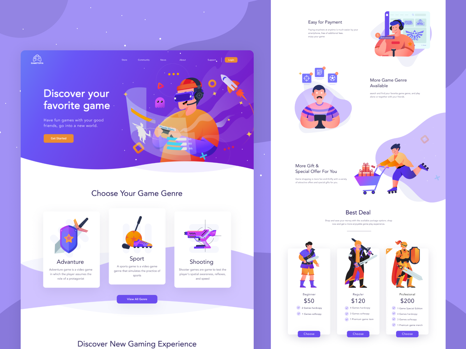 Gametopia Landing Page Exploration by Vhino for Noansa on Dribbble