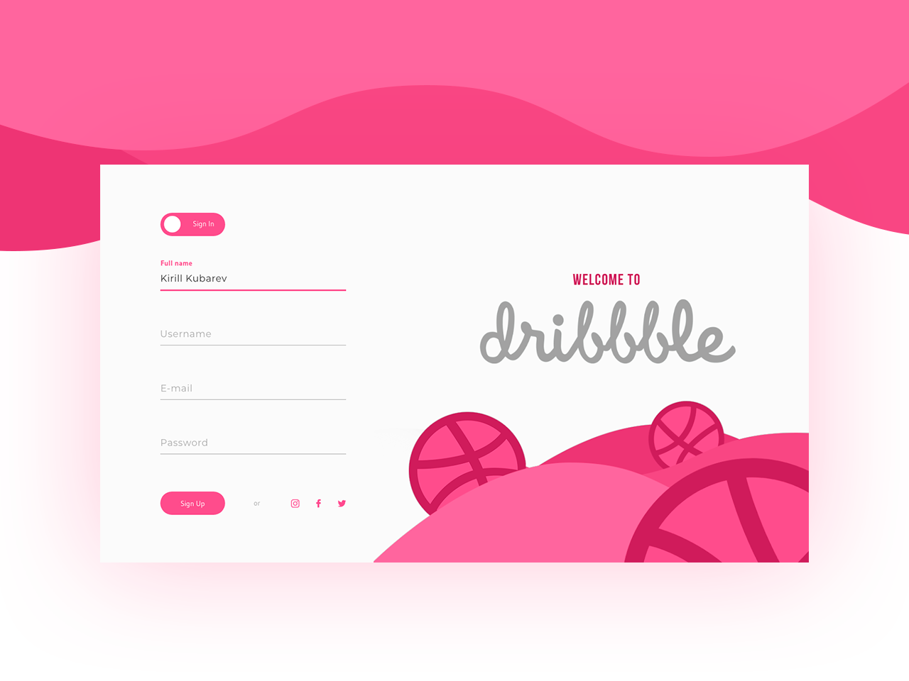 Sign up UI by Kirill Kubarev on Dribbble