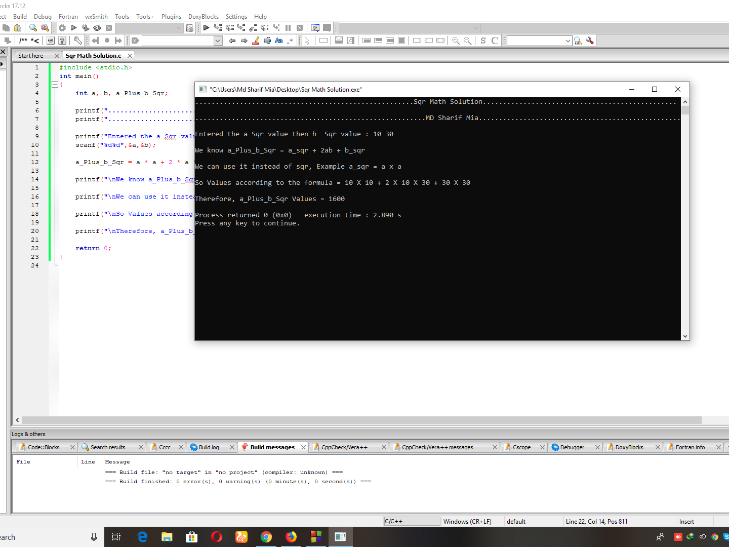 Sqr Math Solution in C programming code by Md Sharif Mia on Dribbble